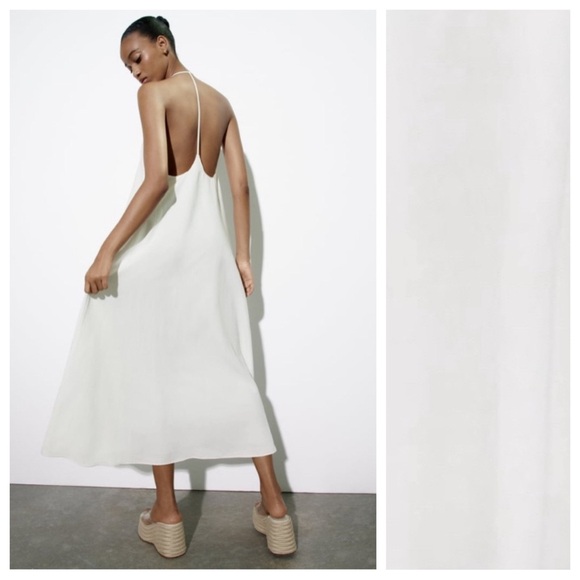 Zara | Dresses | Nwt Zara White Linen Blend Midi Dress Size S | Poshmark
